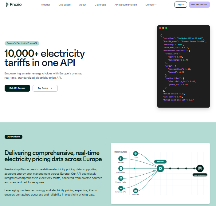 Electricity Tariff API Europe - Real-time Grid Costs & Dynamic Pricing